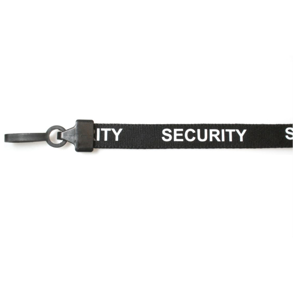 15mm Pre-Printed SECURITY Lanyard with Black Plastic Clip