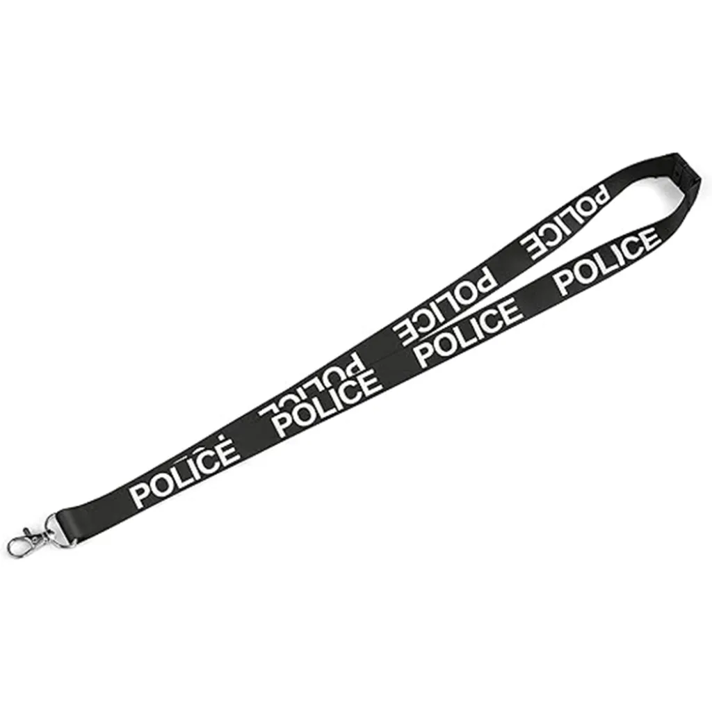 20mm Pre-Printed Black POLICE Lanyards with Metal Clip
