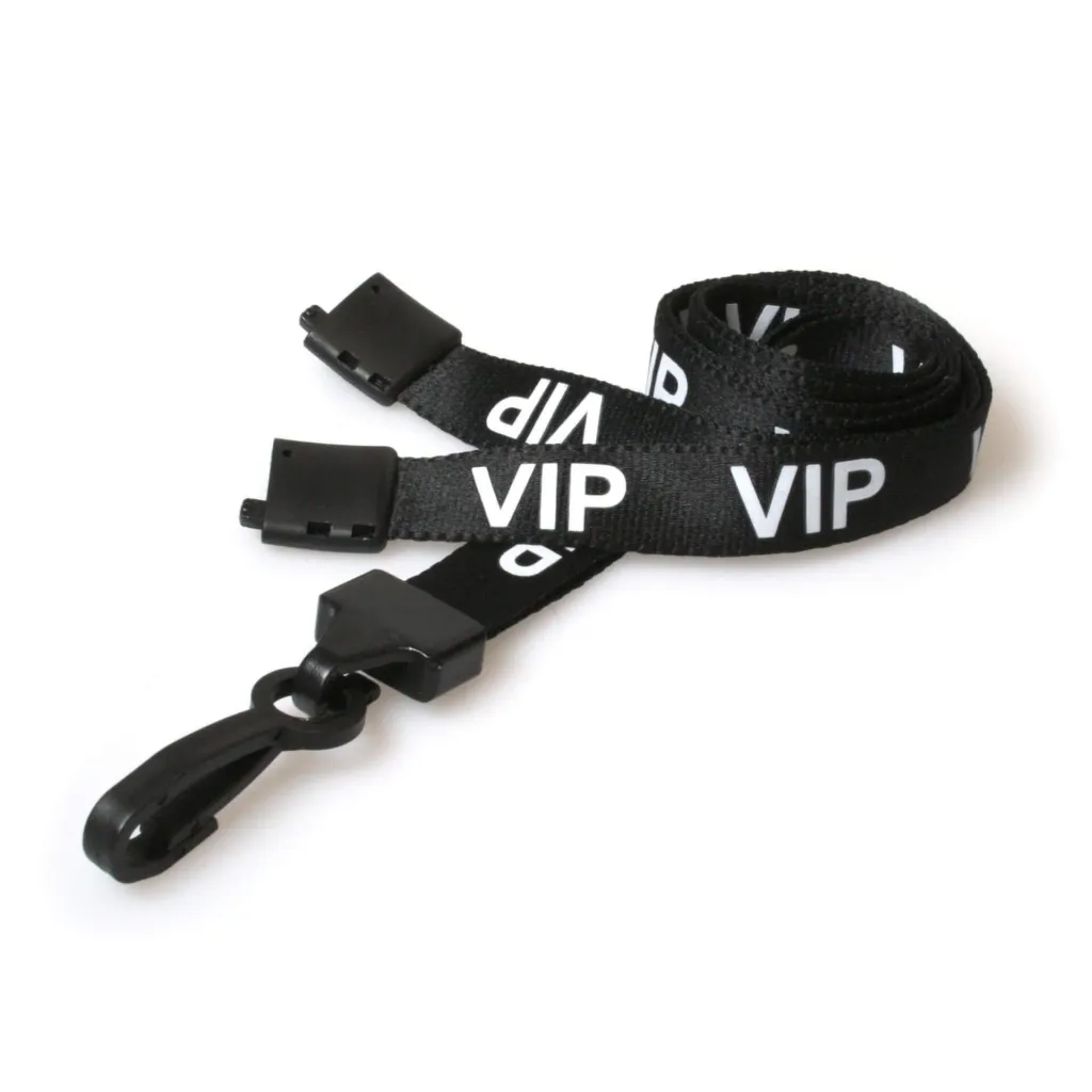 15mm Pre-printed VIP Lanyard | Plastic J Clip (Pack of 100)